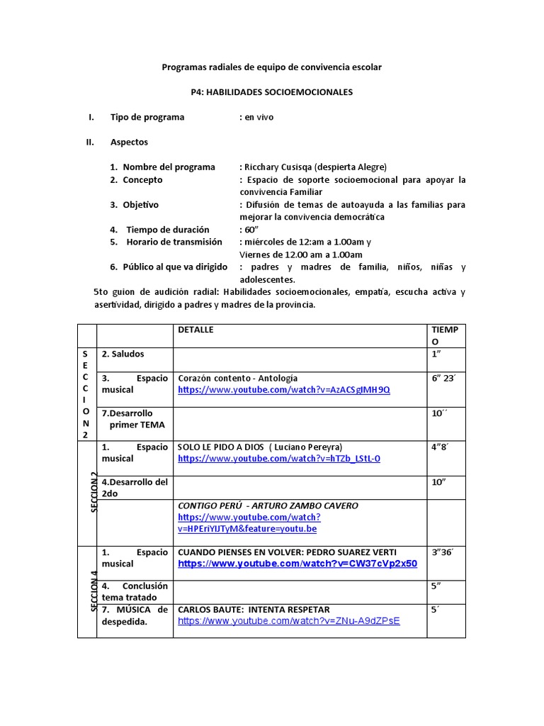 5ta Programacion de Audicion Radial | PDF