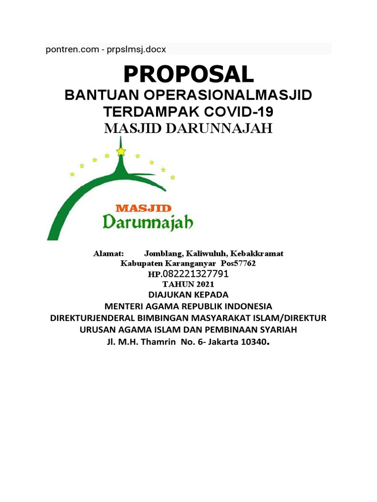 Contoh Proposal Bantuan Masjid | PDF