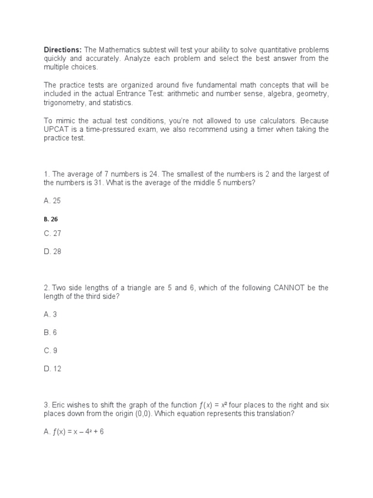 Math Practice Test | PDF | Trigonometric Functions | Triangle