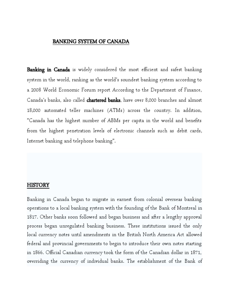 Banking System of Canada | PDF | Banks | Service Industries