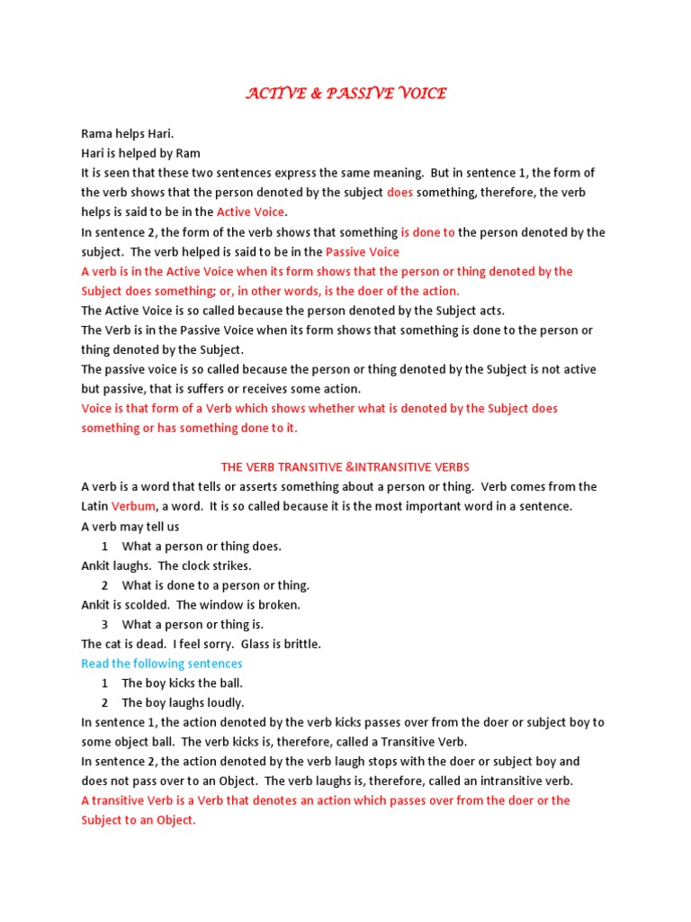 Active and Passive Voice | PDF | Verb | Subject (Grammar)
