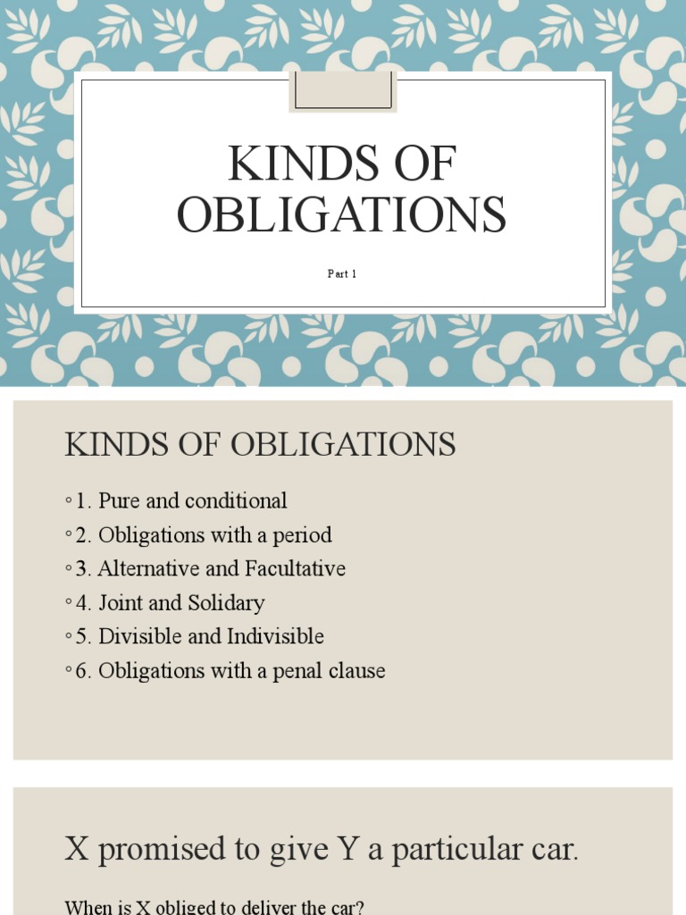 Kinds of Obligations | PDF | Interest | Guarantee