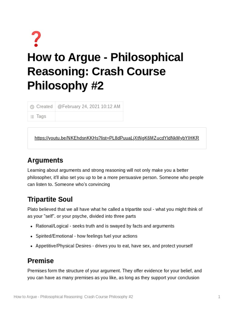 How To Argue - Philosophical Reasoning: Crash Course Philosophy #2 | PDF
