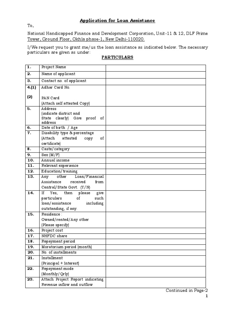 Application For Loan Assistance | PDF | Identity Document | Government