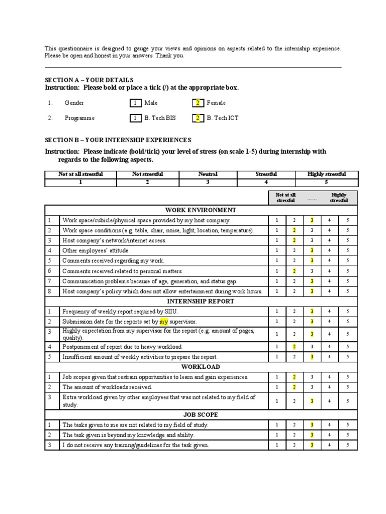 FINAL Questionnaire | PDF | Workload | Psychology