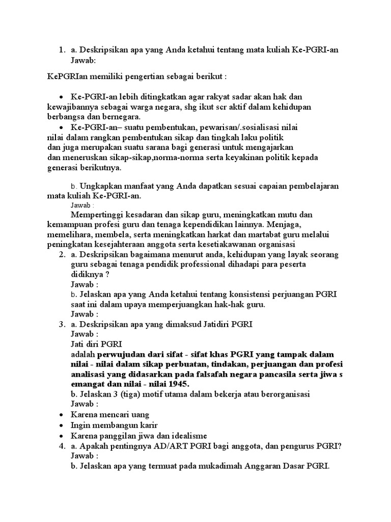 Jawaban UTS PGRI | PDF | Karier & Perkembangan