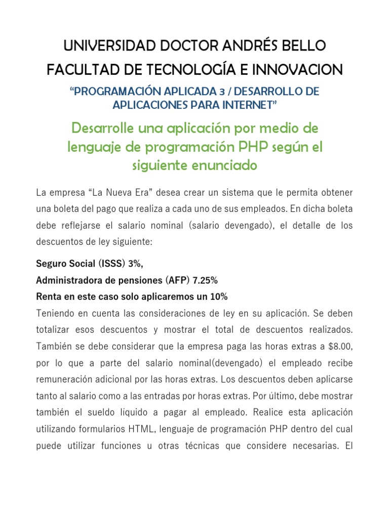 Ejercicio de Aplicacion PHP | PDF