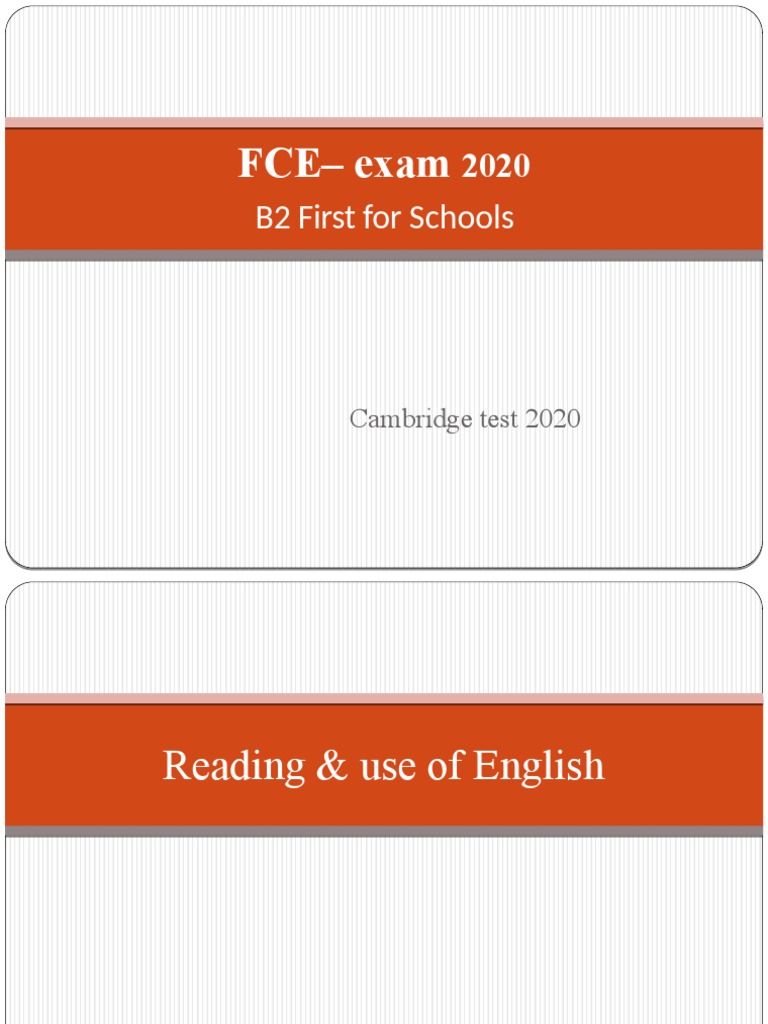 FCE - Exam: B2 First For Schools | PDF | Verb | Adverb