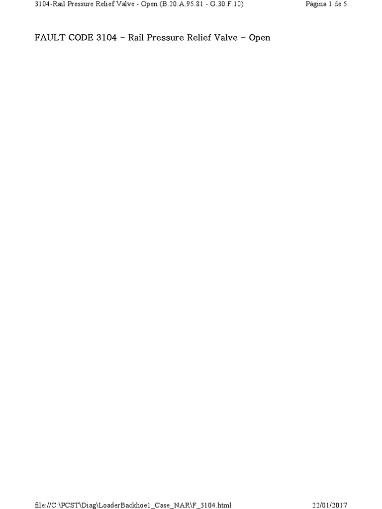 FAULT CODE 3104 - Rail Pressure Relief Valve - Open | PDF | Electrical ...