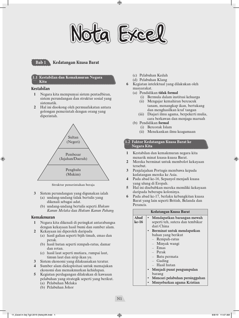 11 - Excel in Sej Tg3 2019 (Nota) 4th | PDF