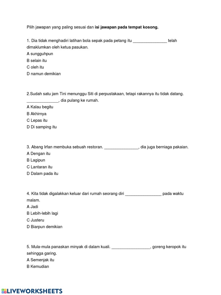 Pilih jawapan yang paling sesuai | PDF