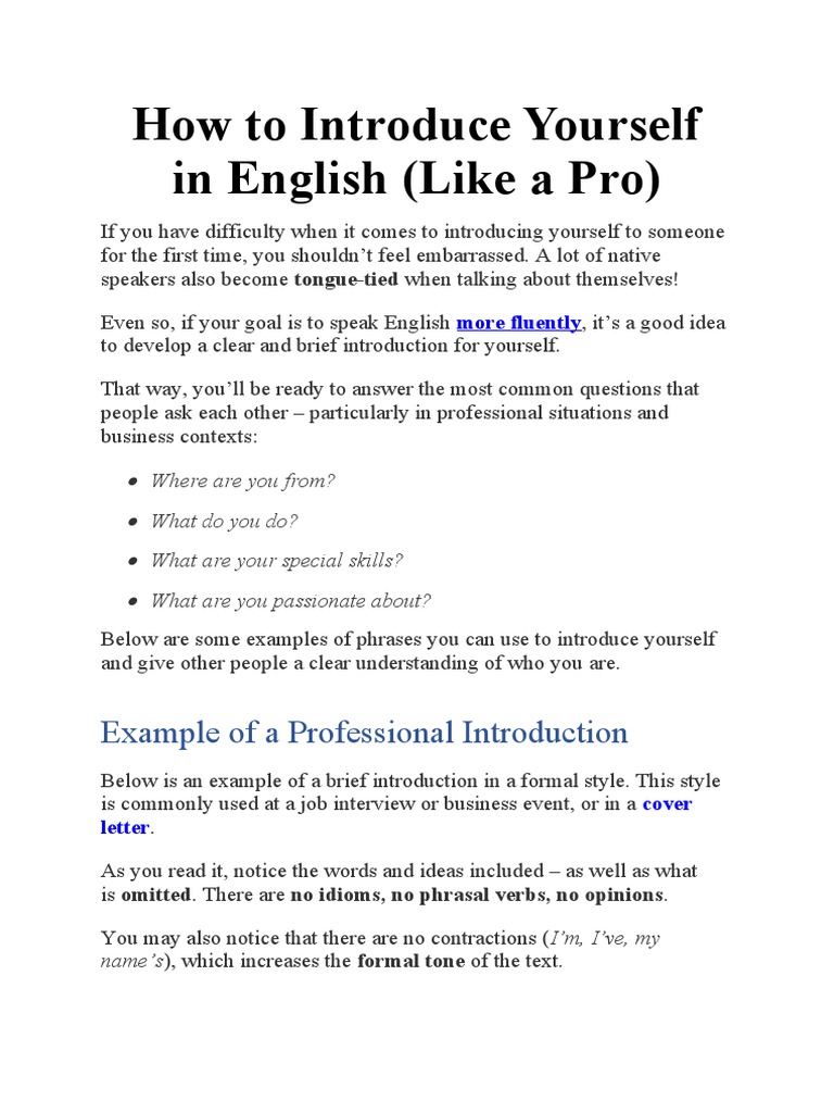 How To Introduce Yourself. | PDF | English Language | Linguistics