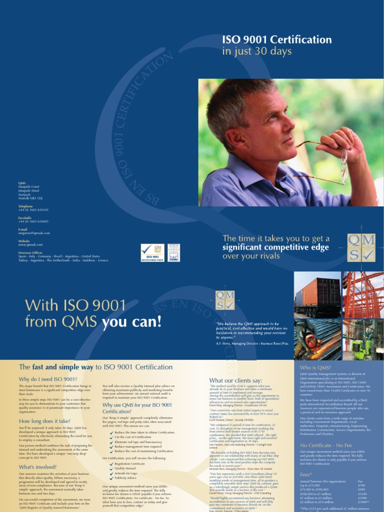 ISO 9001 Brochure | PDF | Iso 9000 | Quality Management System