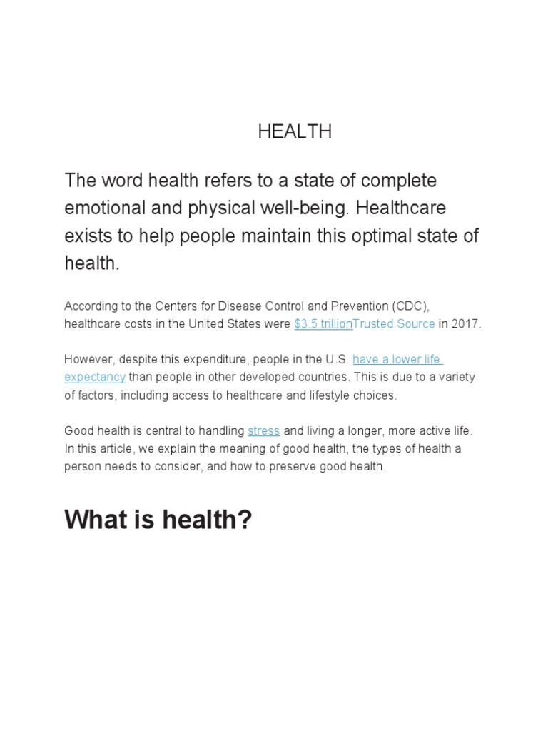 What Is Health? | PDF | Mental Health | Mental Disorder