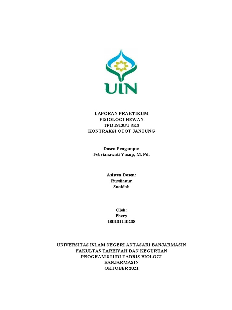 LAPORAN PRAKTIKUM II KONTRAKSI OTOT JANTUNG (Repaired) | PDF LAPORAN PRAKTIKUM II KONTRAKSI OTOT JANTUNG (Repaired) | PDF
