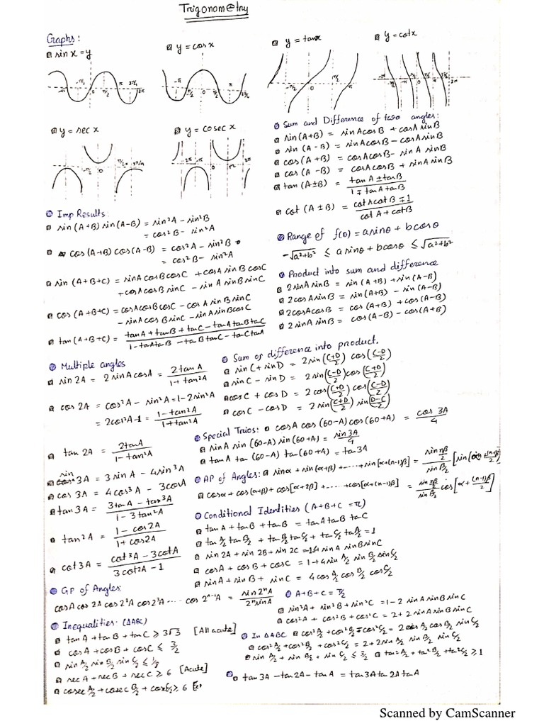 Maths - Class 12 Toppers Handwritten Notes | PDF