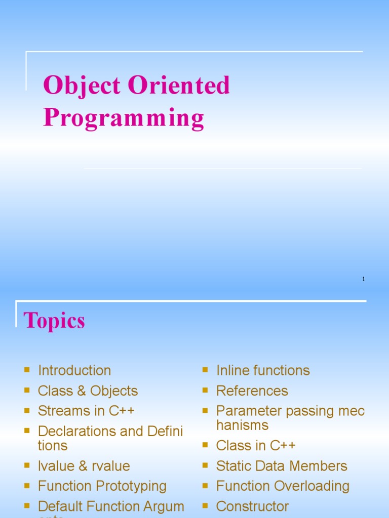 Object Oriented Programming | PDF | Pointer (Computer Programming) | Parameter (Computer ...