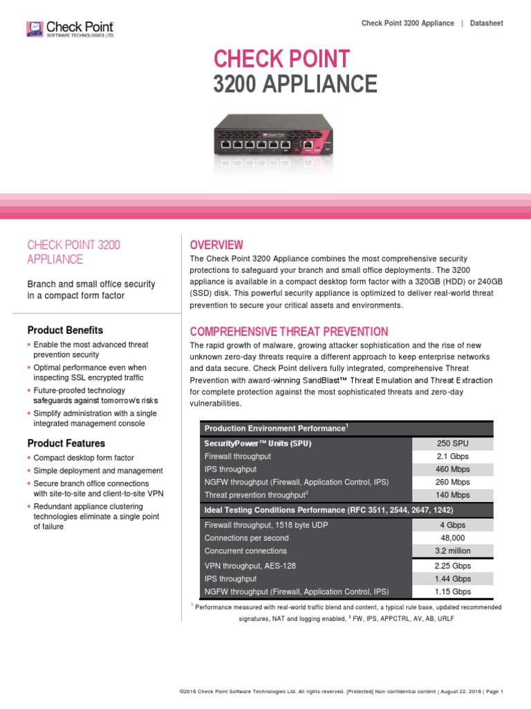Checkpoint 3200 Appliance Datasheet | PDF | Antivirus Software | Computer Network