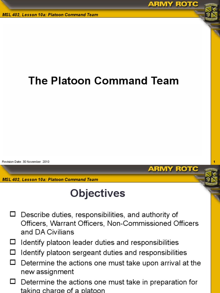 MSL 402, Lesson 10a: Platoon Command Team | PDF | Non Commissioned ...