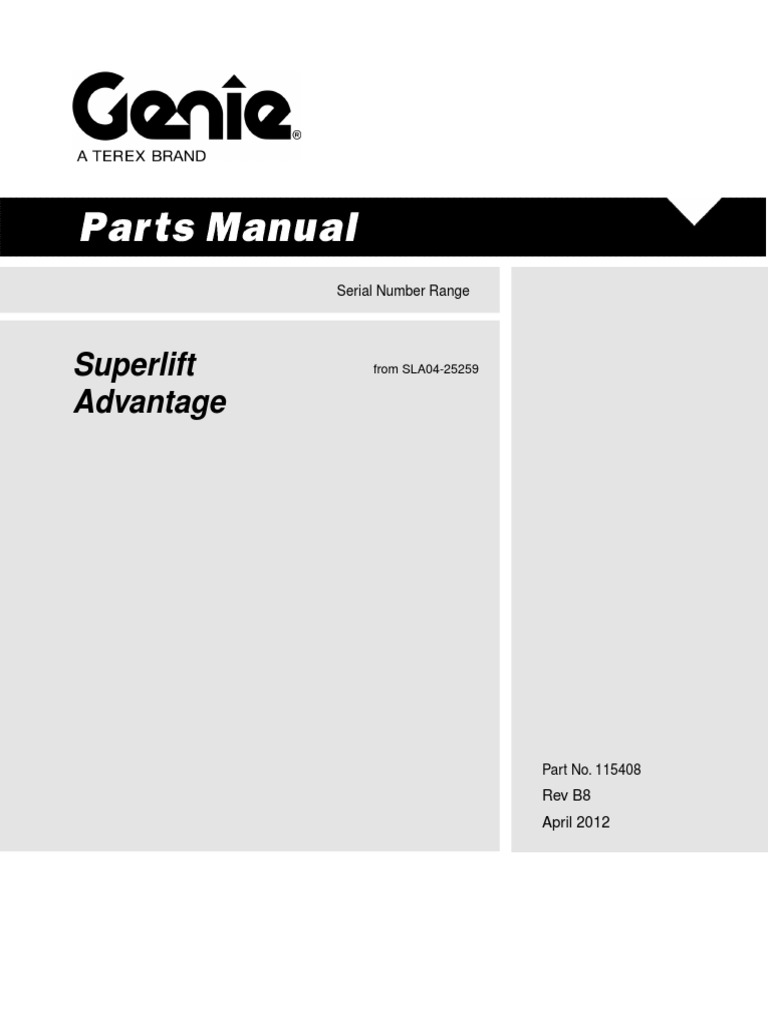 Genie SLA Spare Parts Manual | PDF | Screw | Washer (Hardware)