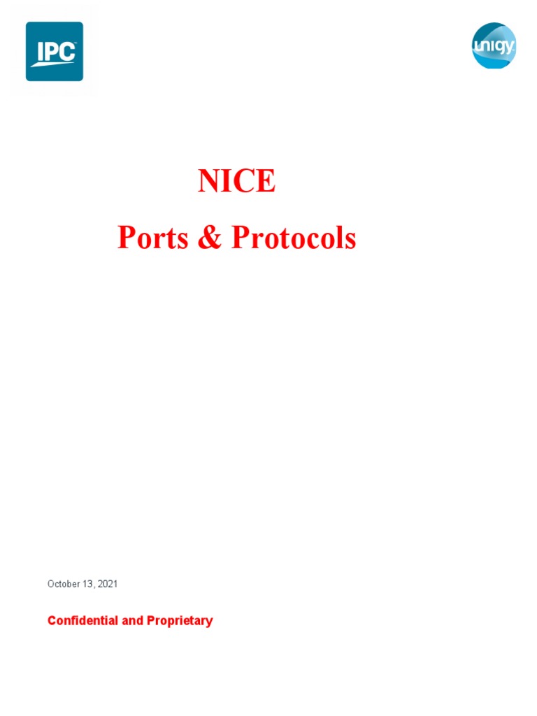 NICE Port & Protocols | PDF | Port (Computer Networking) | Transmission ...