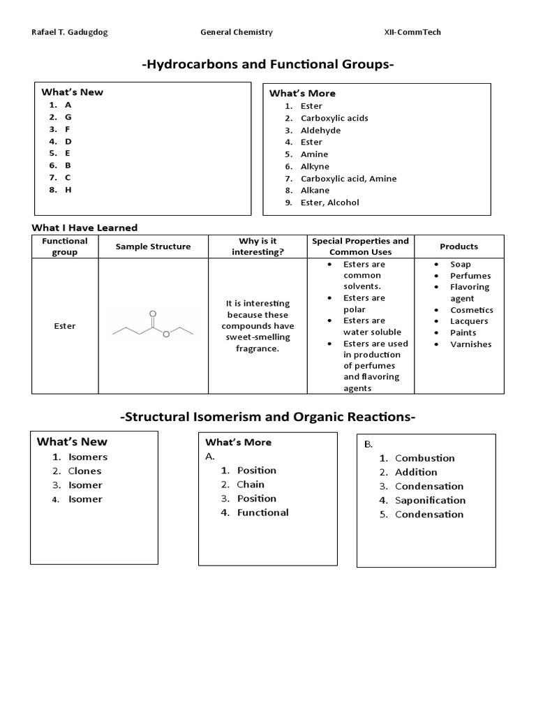 Hydrocarbons and Functional Groups-: What's More What's New | PDF ...