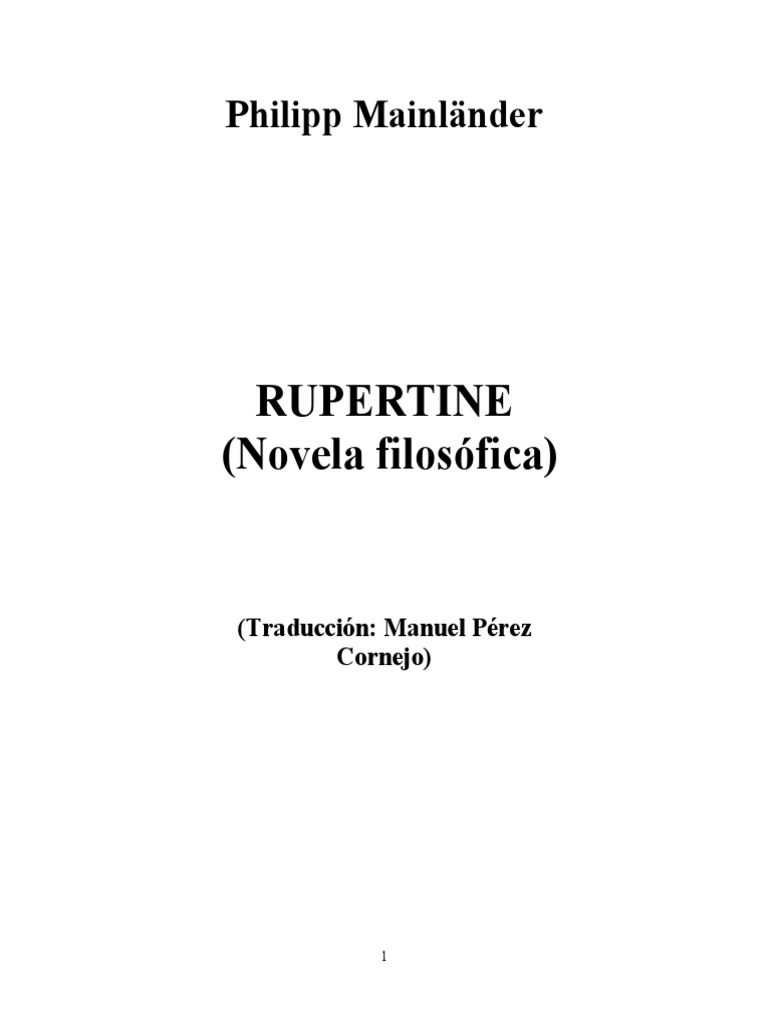 Mainlander Philipp - Rupertine | PDF | Amor | Novelas