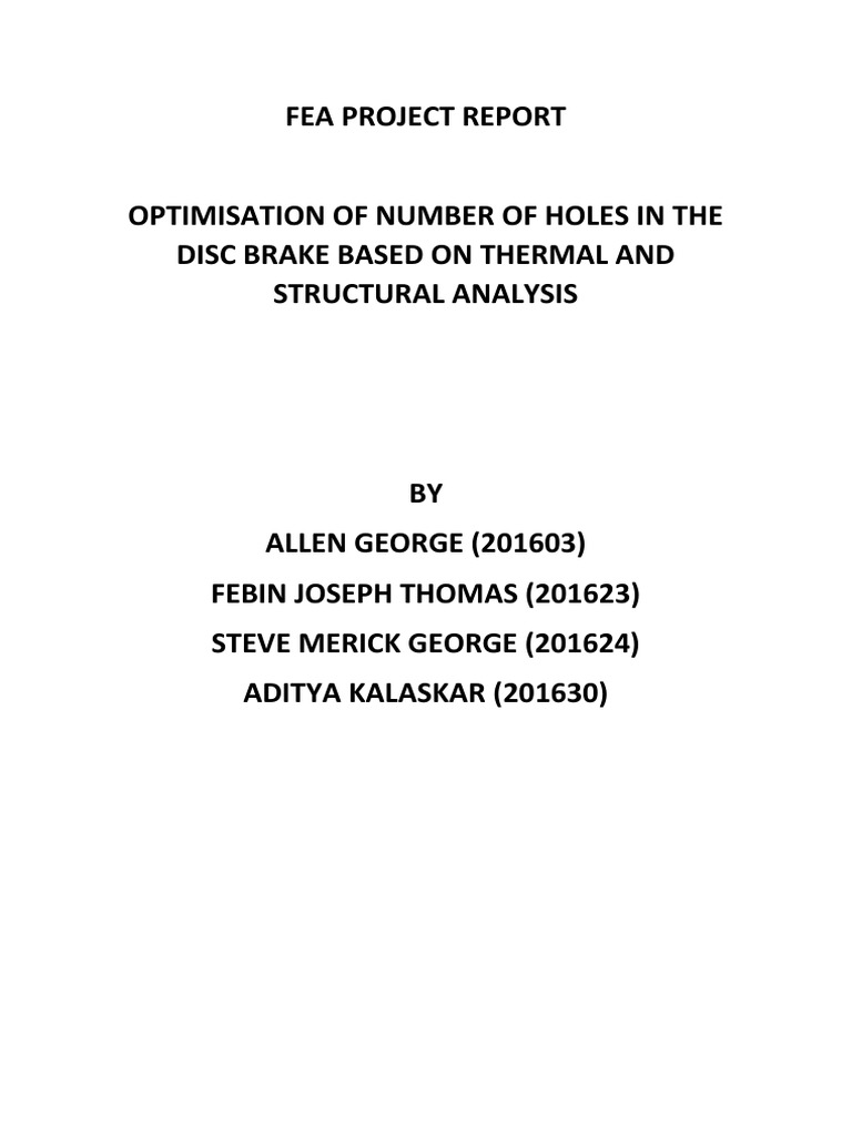 Fea Project Report 1 | PDF | Brake | Strength Of Materials