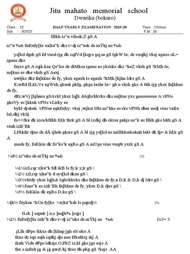 Class 9 Hindi | PDF