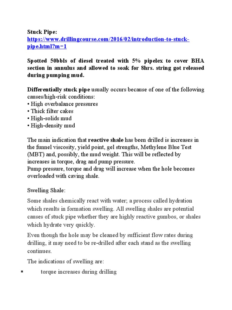 Stuck Pipe Notes | PDF