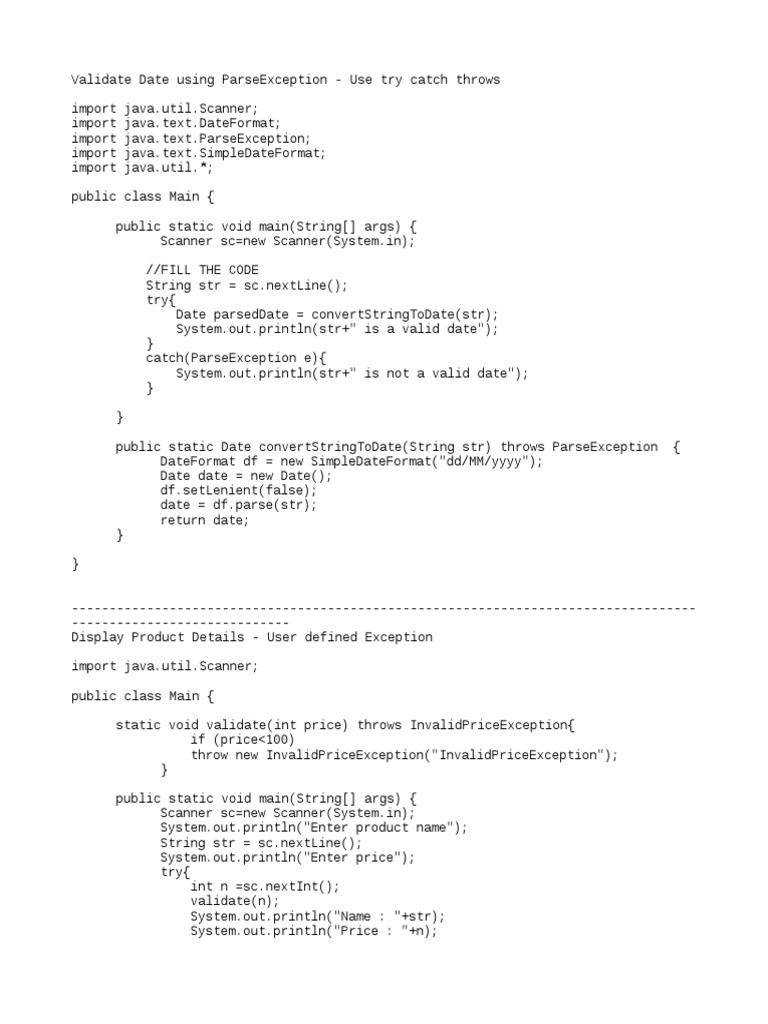 Hands On Exception Handling Pdf Programming Constructor Object Oriented Programming
