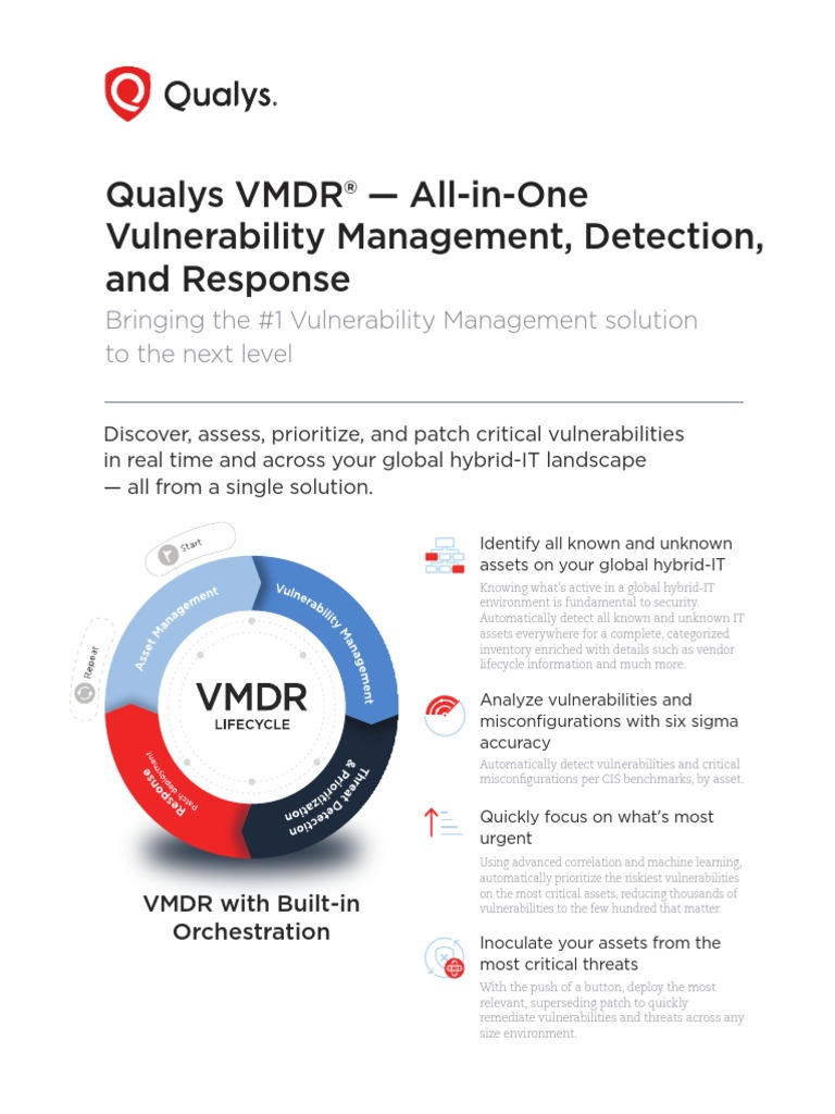 Qualys VMDR® - All-in-One Vulnerability Management, Detection, and ... Qualys VMDR® - All-in-One Vulnerability Management, Detection, and ...