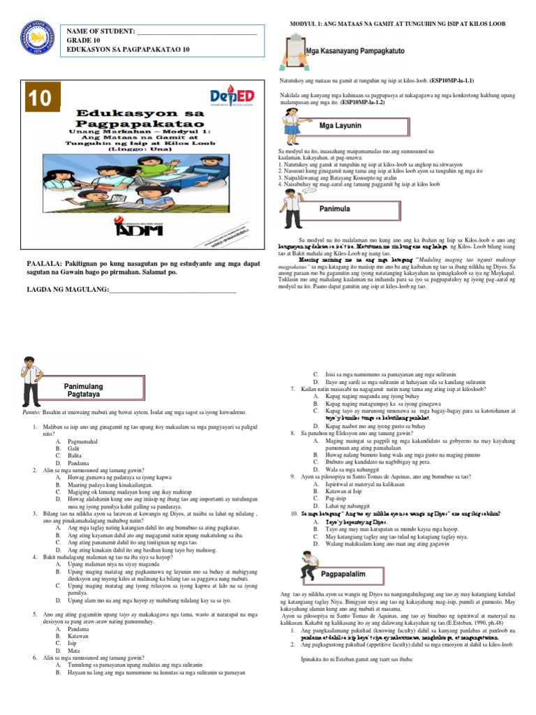 ESP 10-Q1-Modyul-1 PDF A4 | PDF