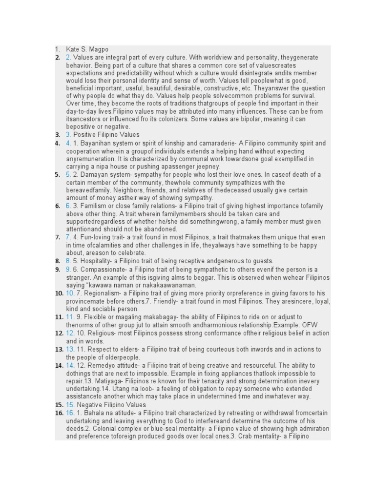 Filipino Values (Solidarity) | PDF | Value (Ethics) | Social Psychology