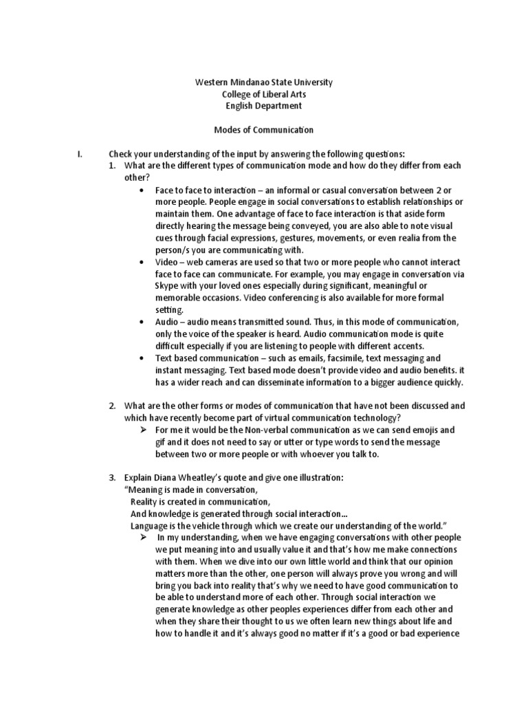 Modes of Communication Explained | PDF | Communication | Conversation