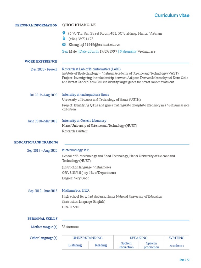 CV for bioinformatics researcher | PDF | Genome Wide Association Study ...