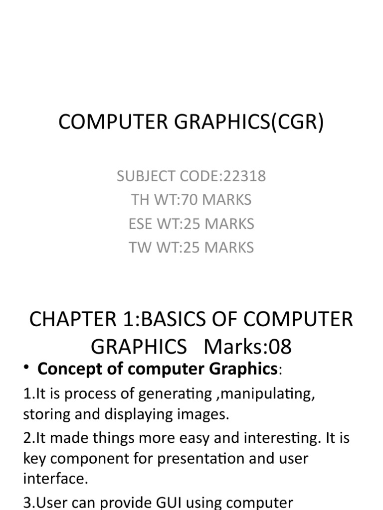 ch1 - Basics of Graphics (CGR) | PDF | Computer Graphics | Graphics