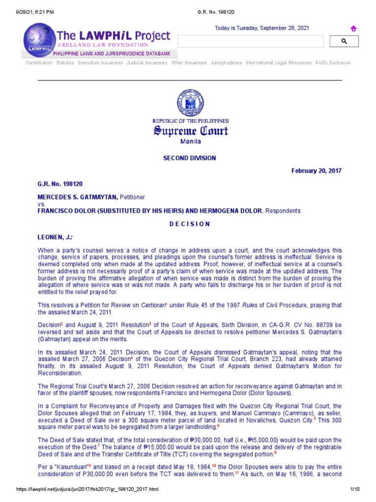 Gatmaytan v. Dolor | PDF | Judgment (Law) | Burden Of Proof (Law)