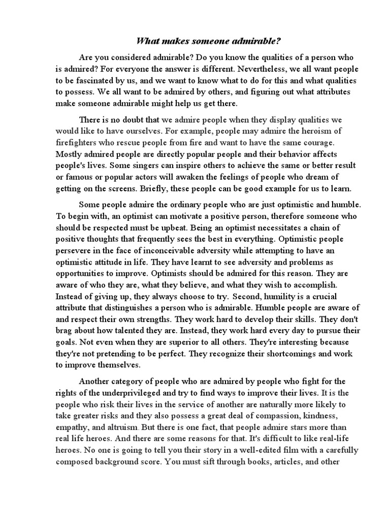 Qualities of an Admirable Person | PDF | Optimism | Applied Psychology