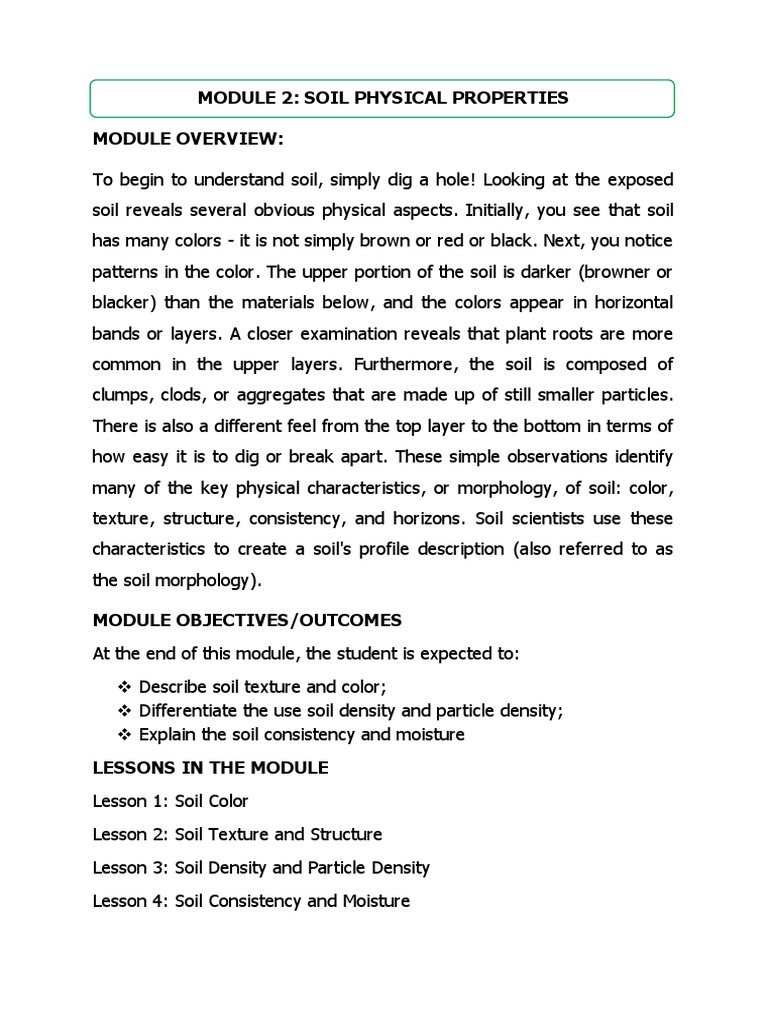Soil Module 2 Lesson 1 | PDF | Soil | Color