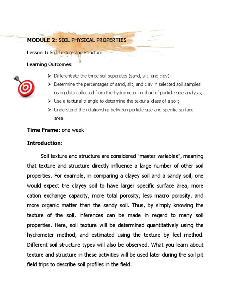Module 2 Lesson 2 - Soil Texture and Structure | PDF | Loam | Soil