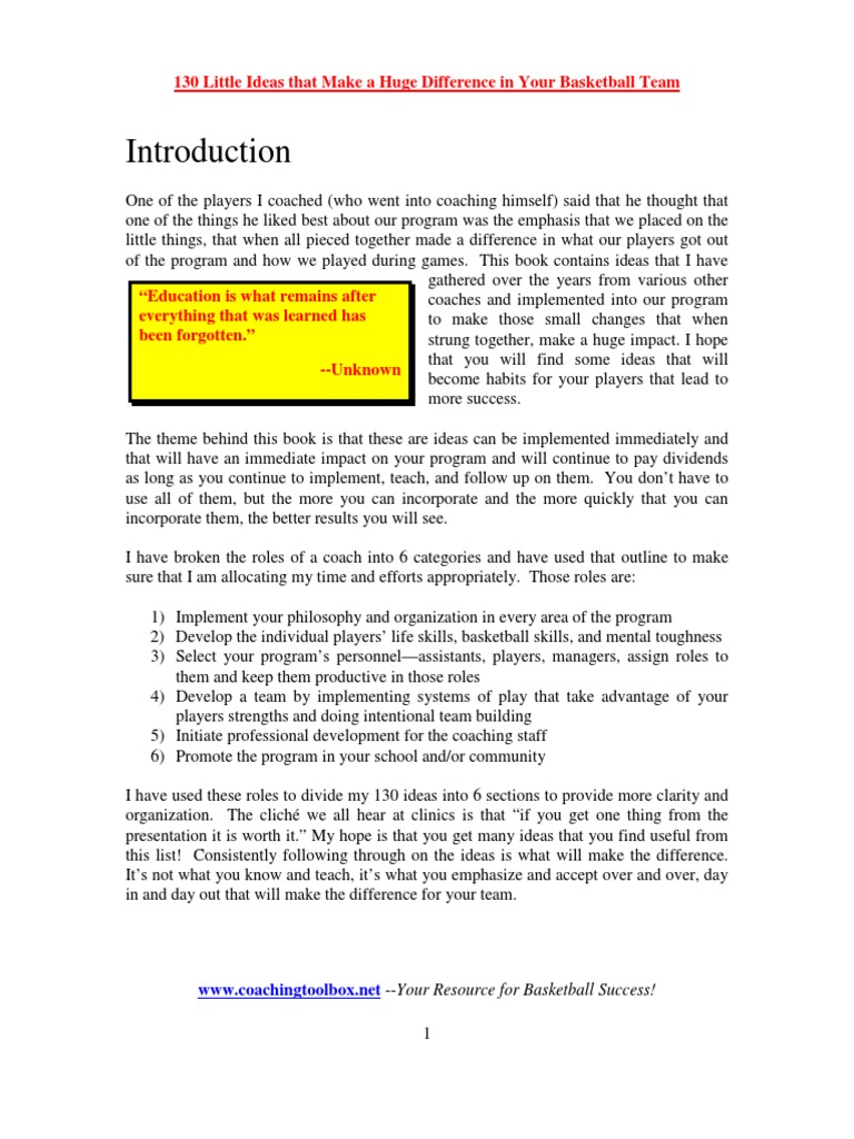 Basketball Coaching Philosophy | Experiment | Goal