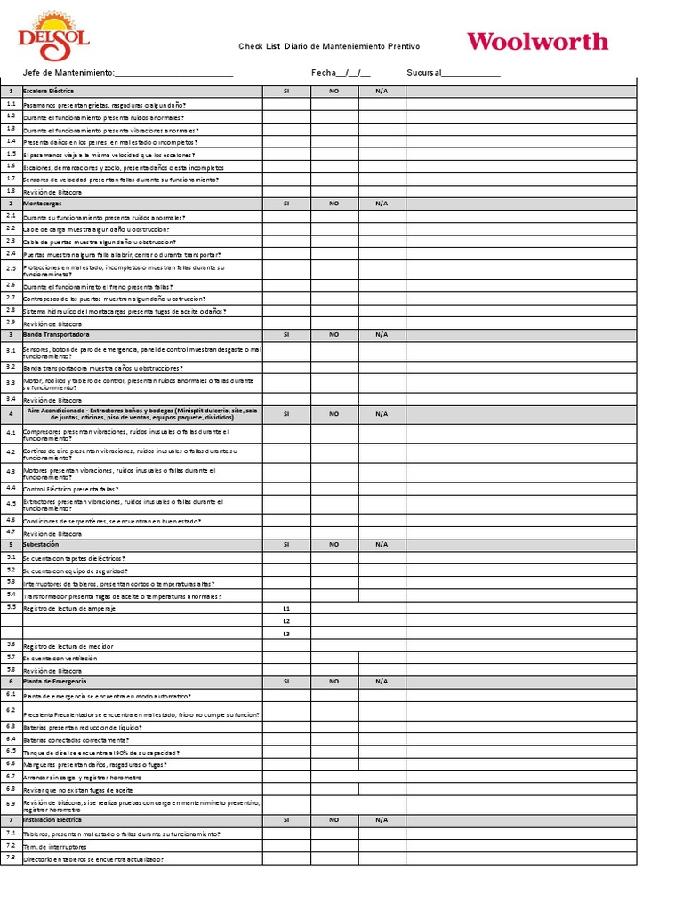 Check List Diario 2020 | PDF | Ingenieria Eléctrica | Bienes manufacturados