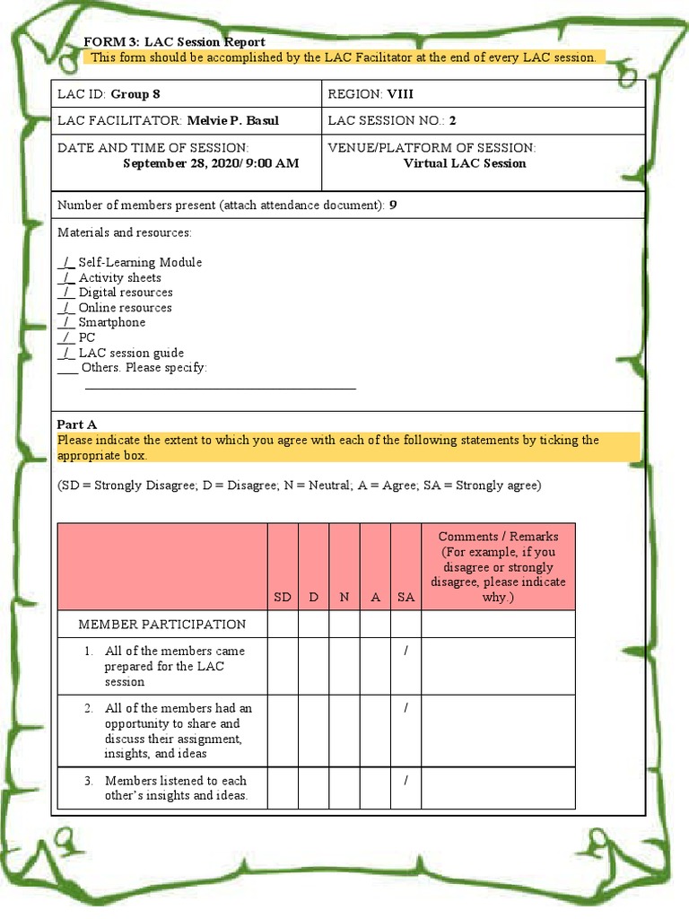 FORM 3: LAC Session Report | PDF | Pedagogy | Cognition