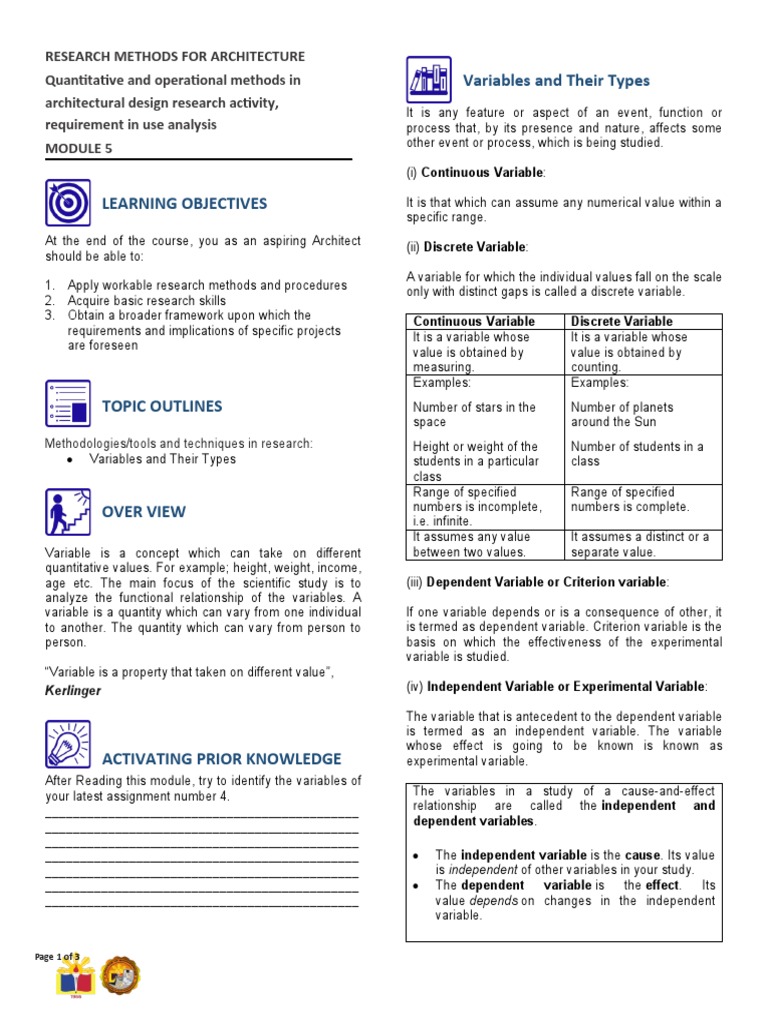 Research Methods For Architecture Module 5 | PDF | Dependent And ...