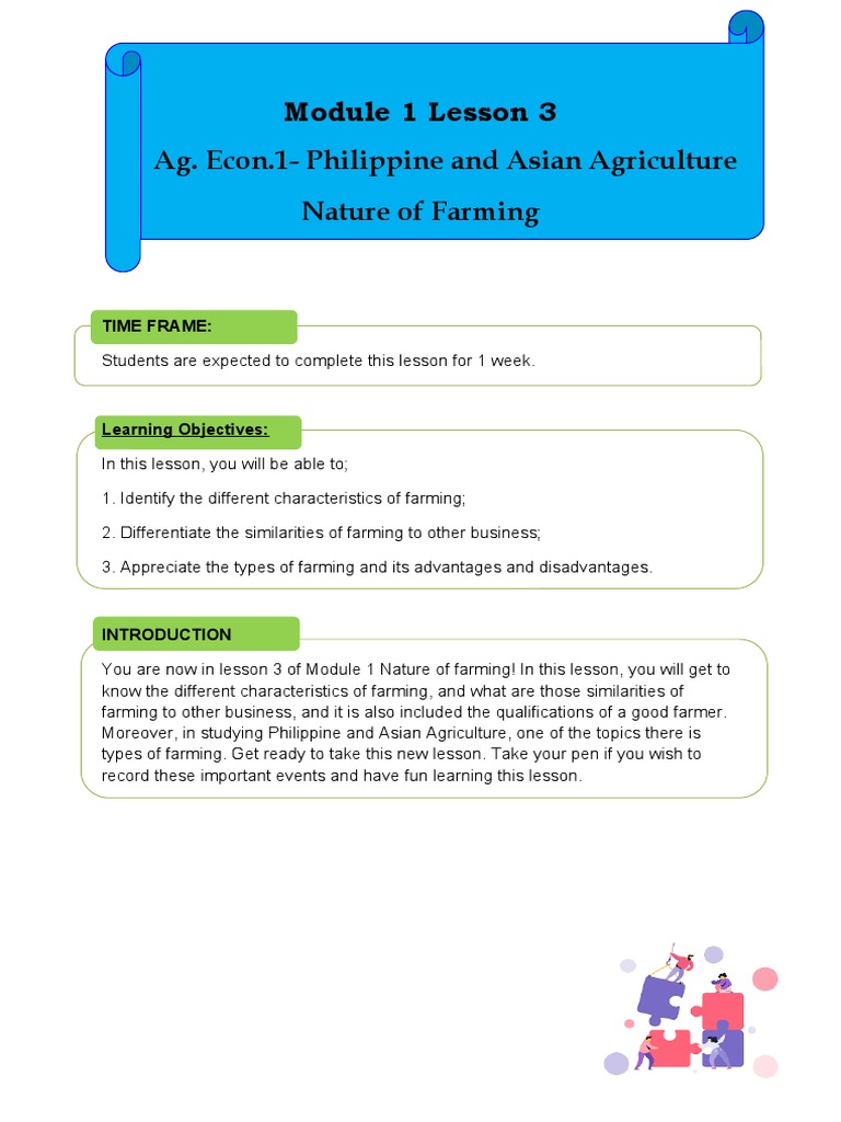 Module1 - Lesson 3 Nature of Farming | PDF | Agriculture | Intensive Farming