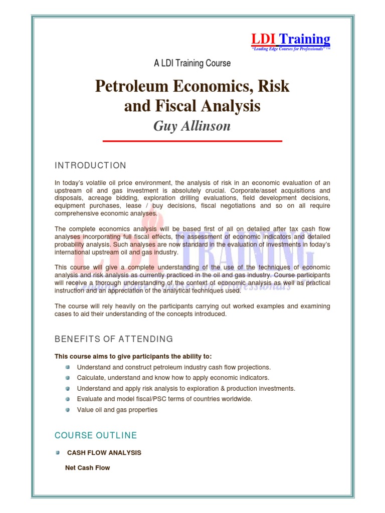Petroleum Economics, Risk and Fiscal Analysis: Guy Allinson | PDF | Net Present Value | Internal ...