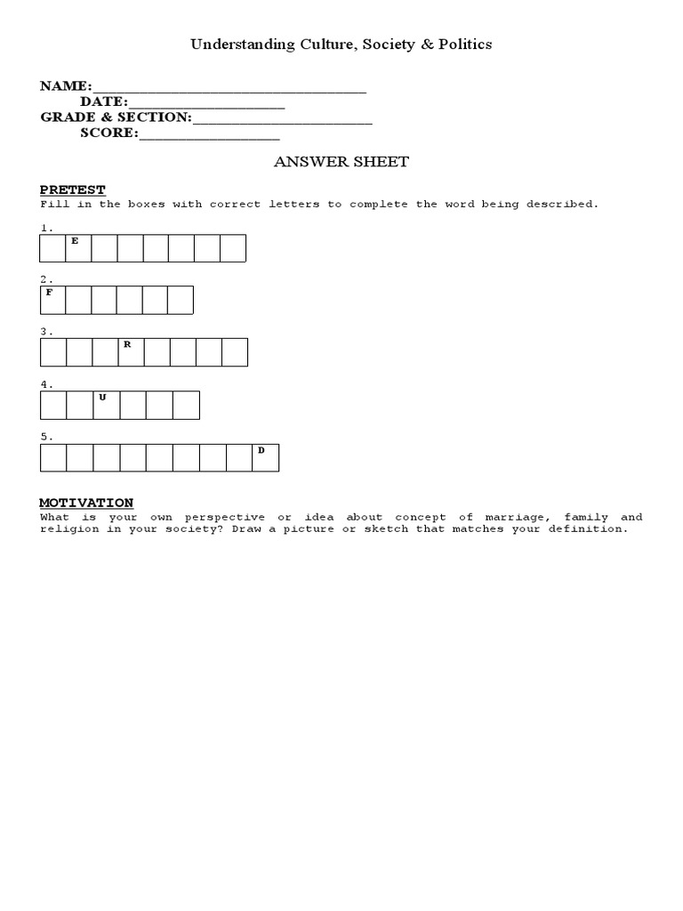 UCSP Module 3 Answer Sheet | PDF
