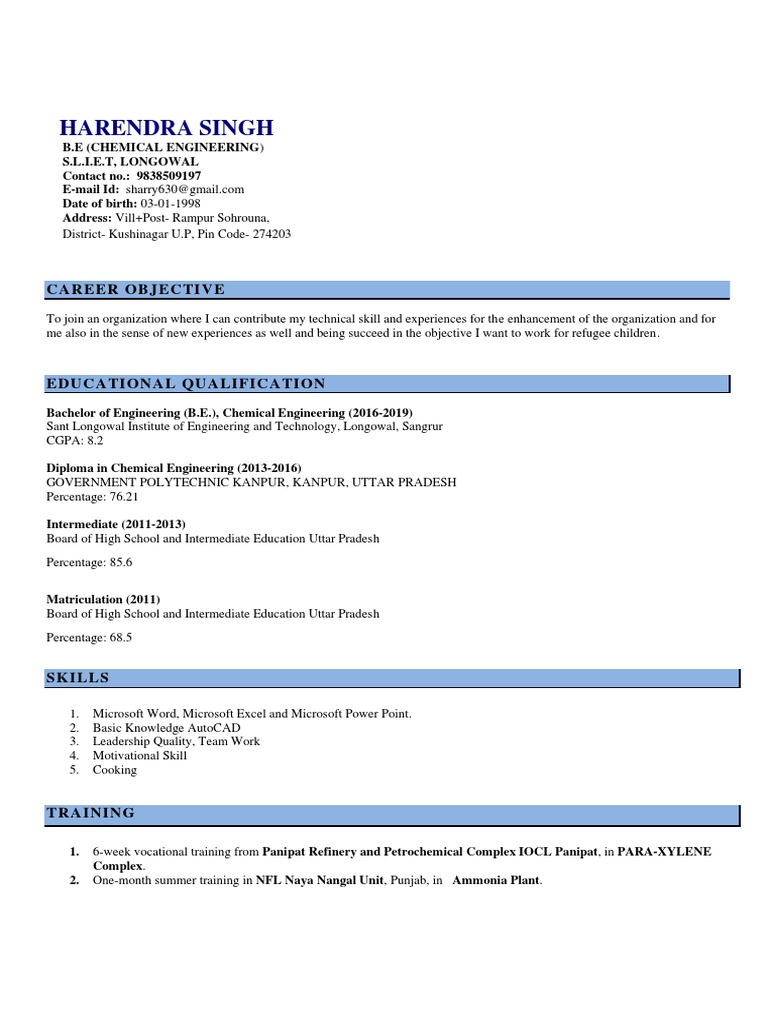 Harendra Singh Resume Experience | PDF | Mechanical Engineering | Energy Technology