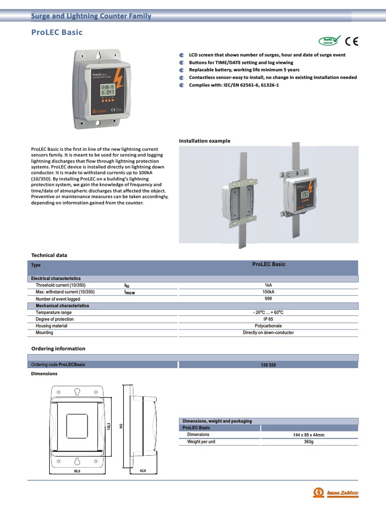 ProLEC Basic Data Sheet | PDF | Lightning | Electrical Engineering